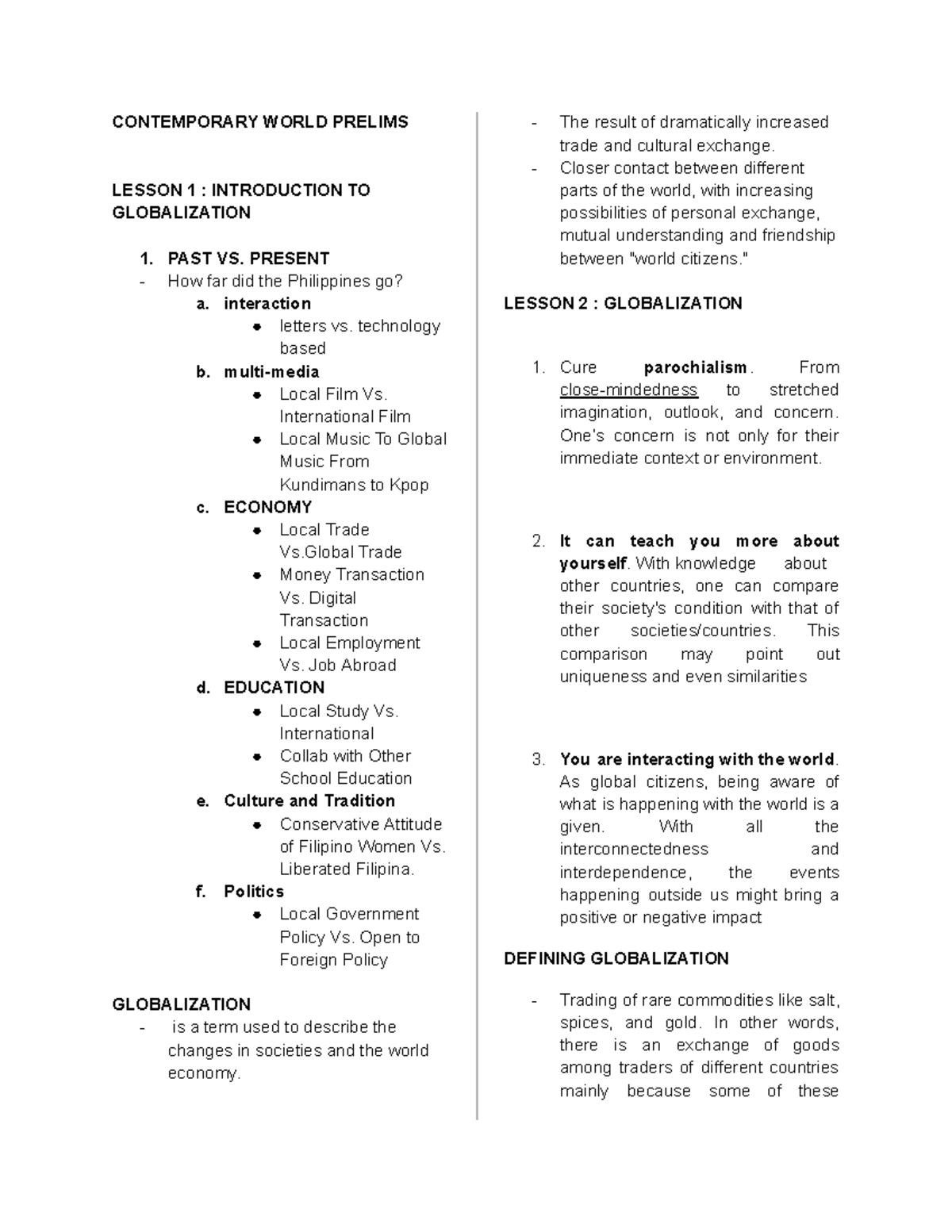 CW 101: Prelims Lesson 1 - Introduction to Globalization: Past vs ...