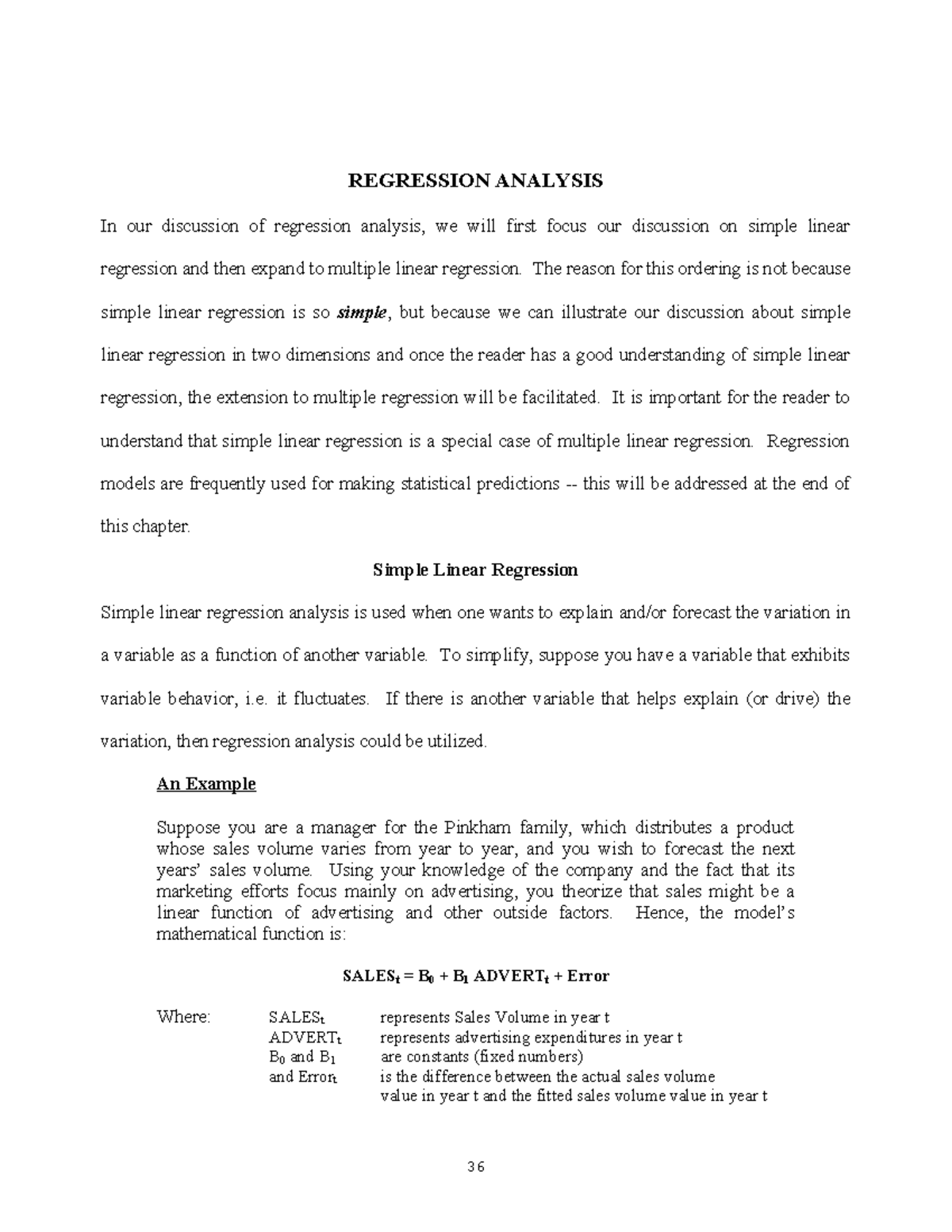 REGRESSION ANALYSIS: Simple & Multiple Linear Models (Course Code: SLR) - Studocu
