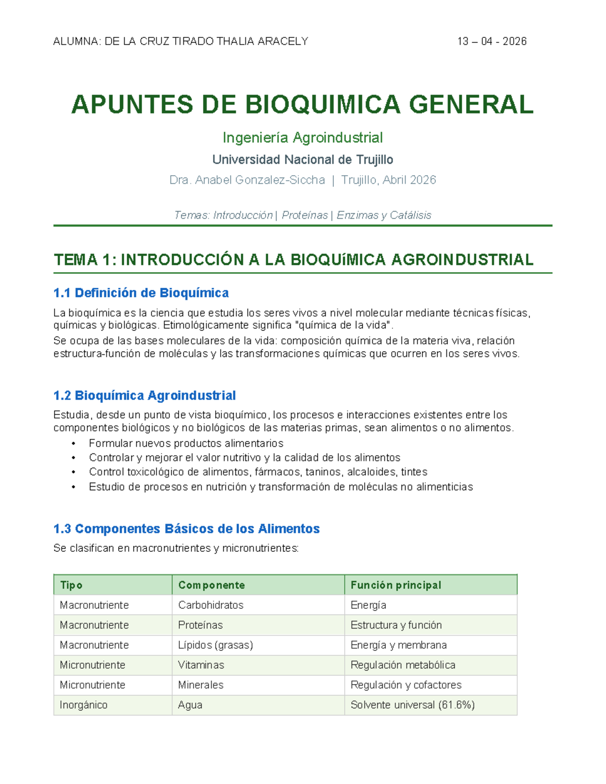 Apuntes de Bioquímica General (ING-AGRO 2026) - Temas 1 a 3 - Studocu