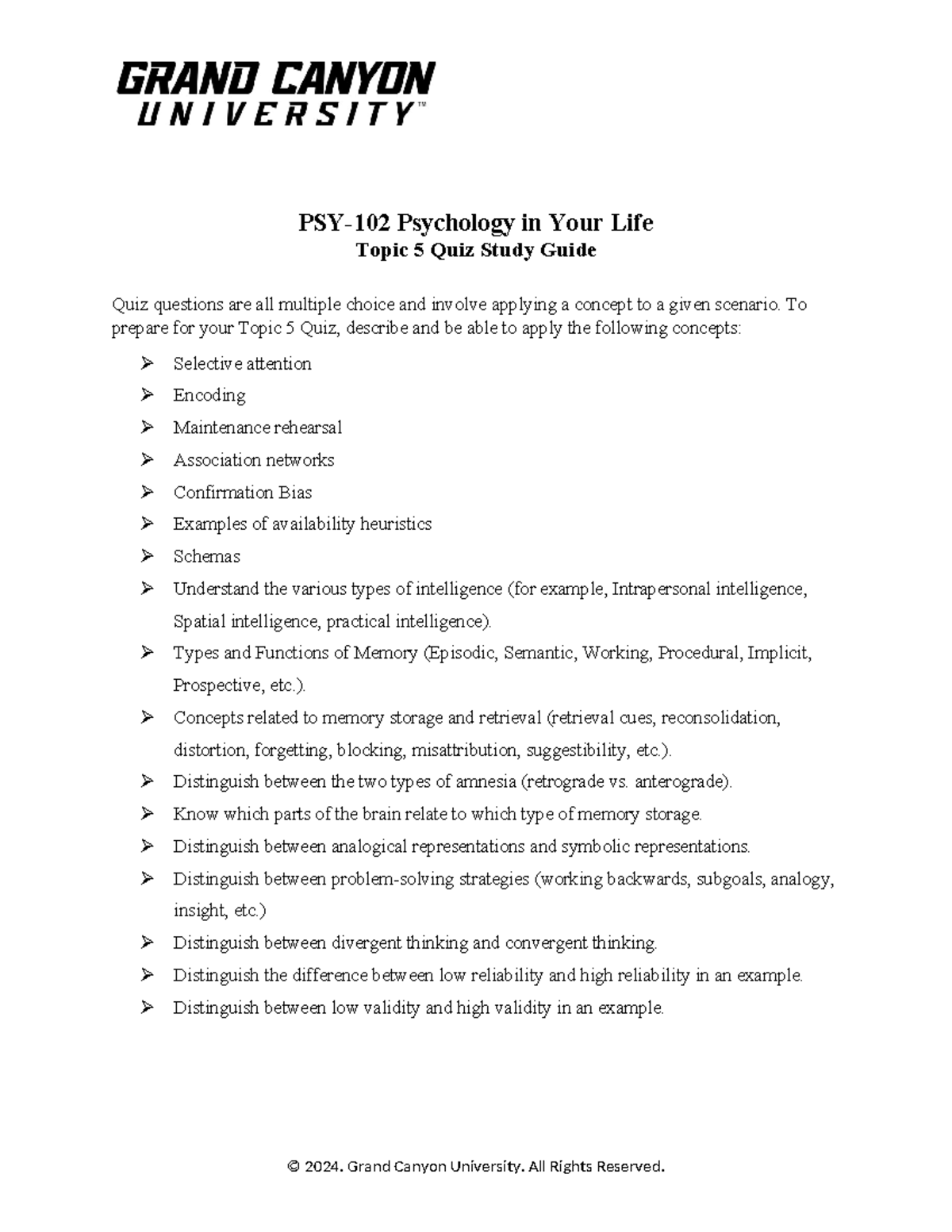 PSY-102 Topic 5 Quiz Study Guide: Key Concepts and Memory Types - Studocu