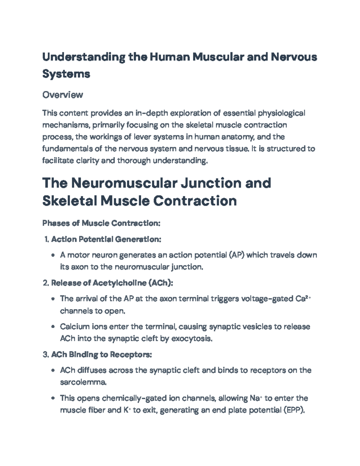Understanding the Human Muscular and Nervous Systems: An Overview ...