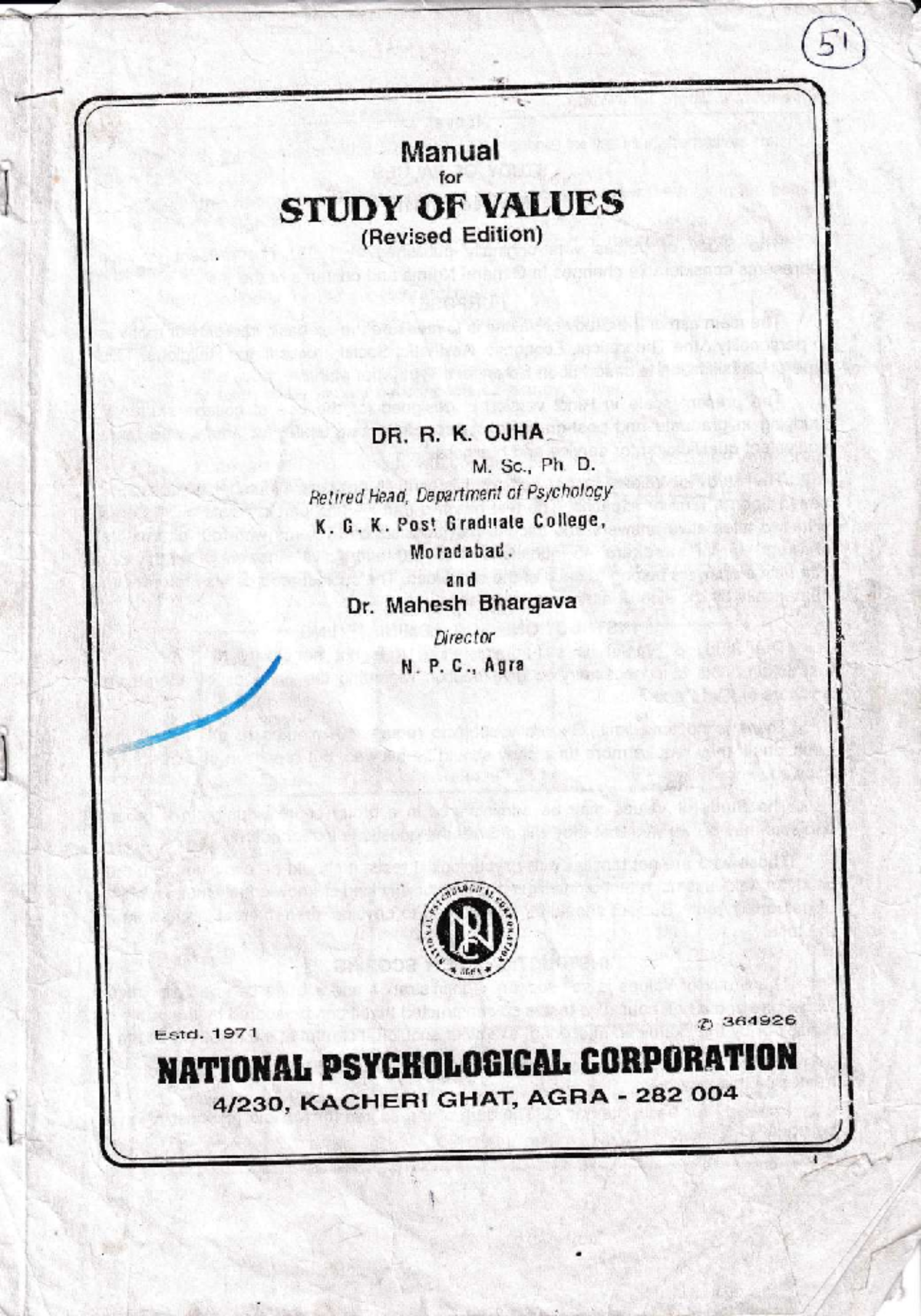 Manual for Study of Values: A Comprehensive Guide to Value Types - Studocu