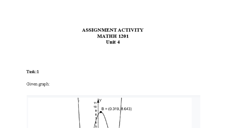 Assignment Activity MATH 1201 Unit 4: Graphs and Polynomials Analysis - Studocu