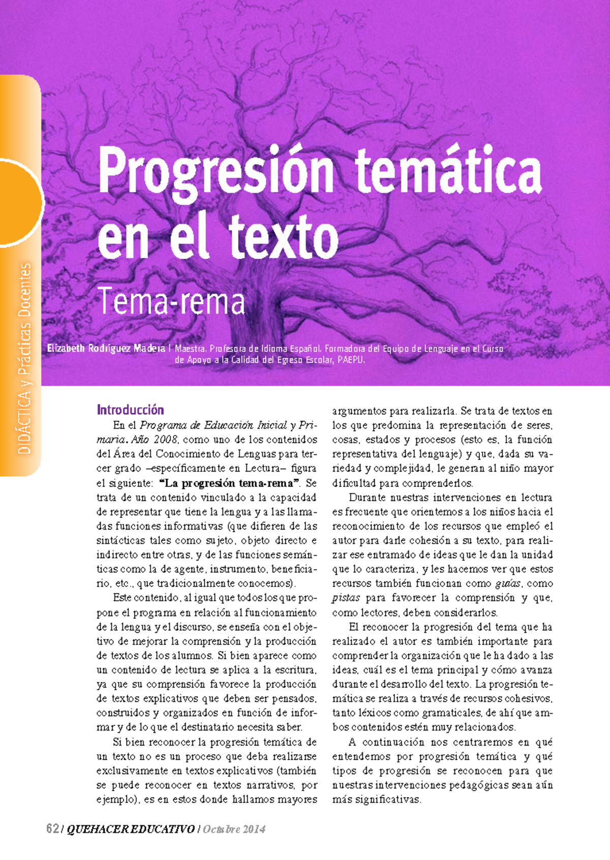 011 Didáctica 8 - Progresión Tema-Rema en Textos Educativos - Studocu