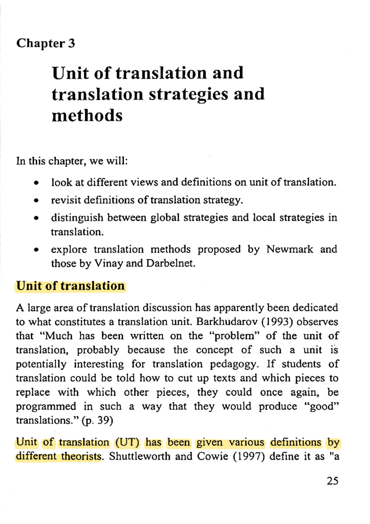 (Theory) WEEK 3 - Chapter 3: Units and Strategies in Translation - Studocu