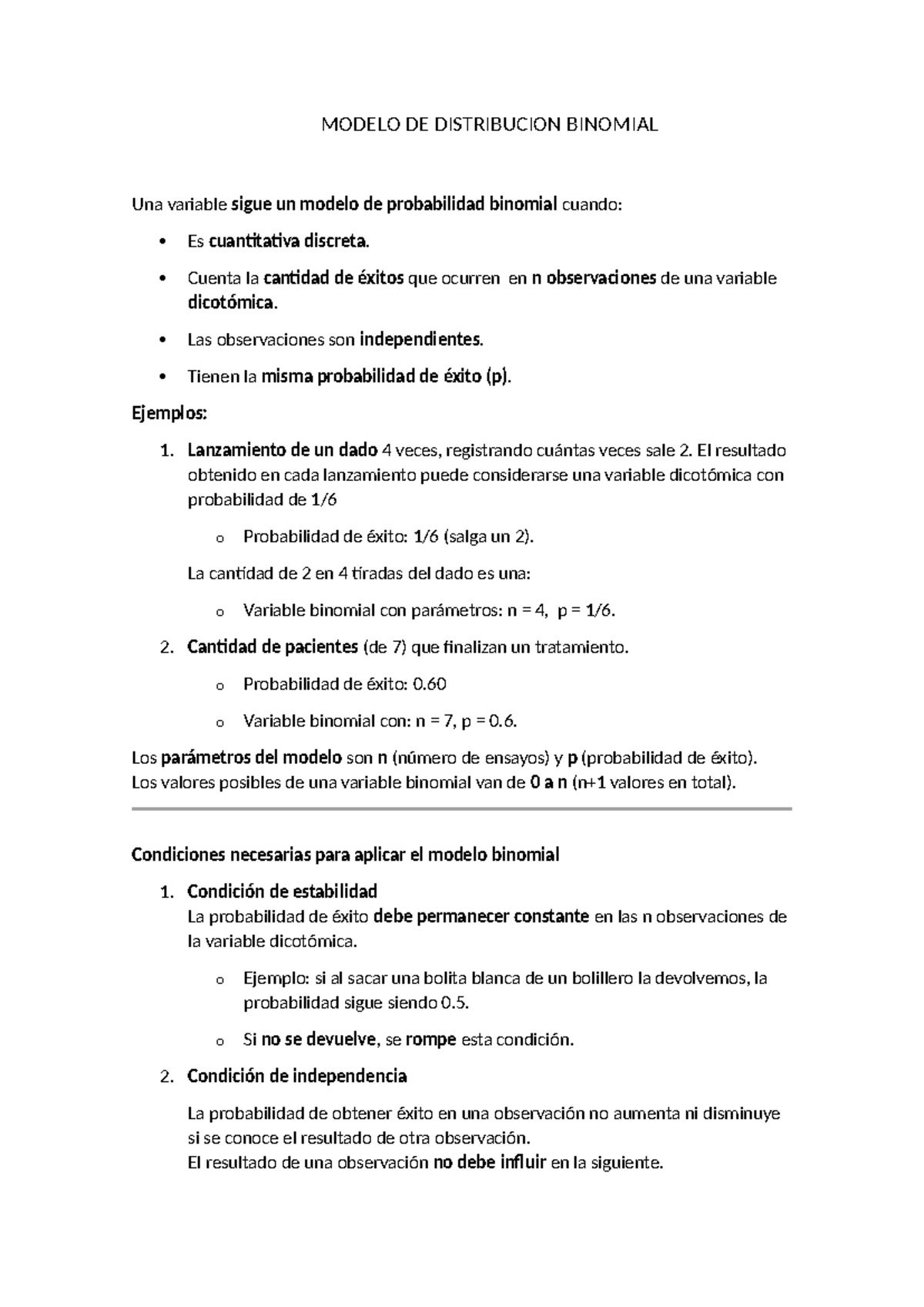 Resumen del Modelo de Distribución Binomial - Probabilidades y Ejemplos ...