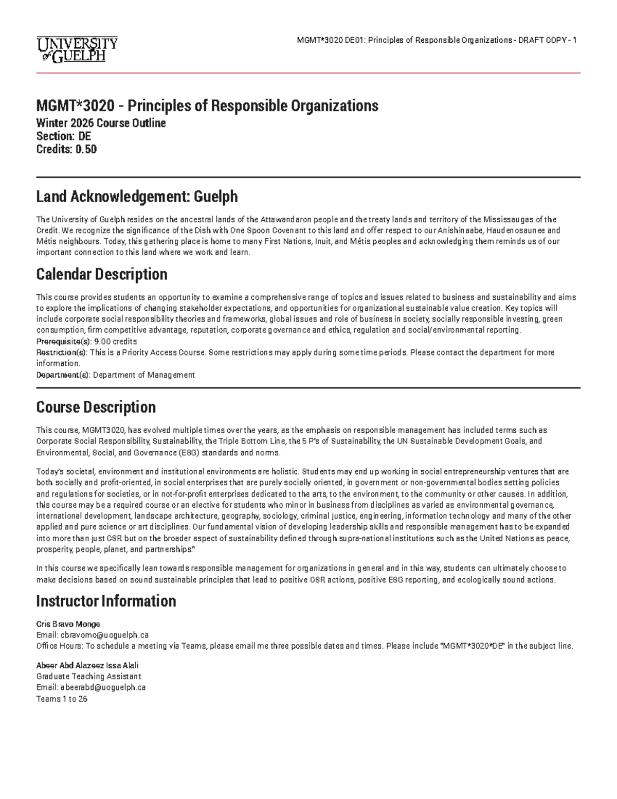 DE01: MGMT3020 Principles of Responsible Organizations Course Outline ...