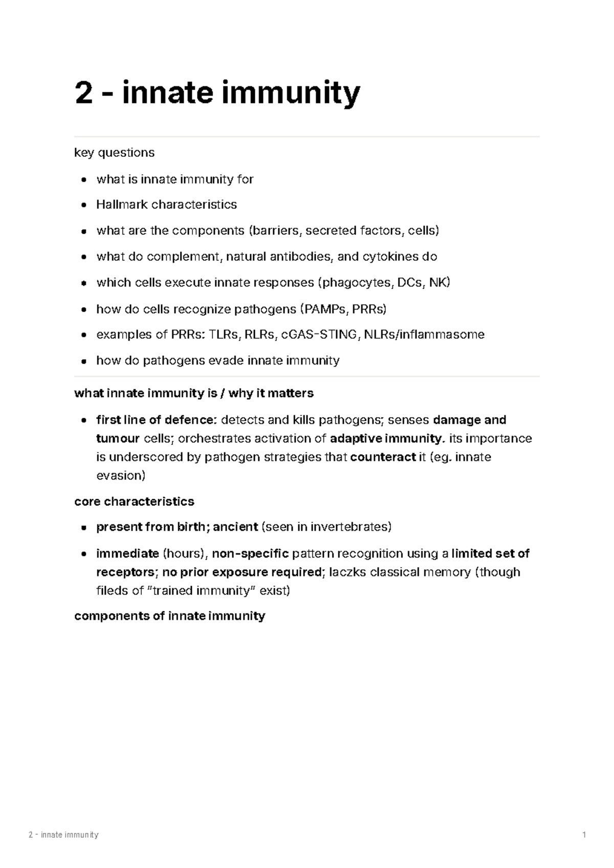 Immunology 2: Key Concepts of Innate Immunity and Complement System ...