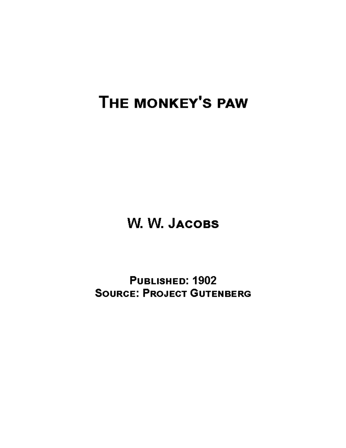The Monkey's Paw: A Study Guide for ENG 1902 Final Exam - Studocu
