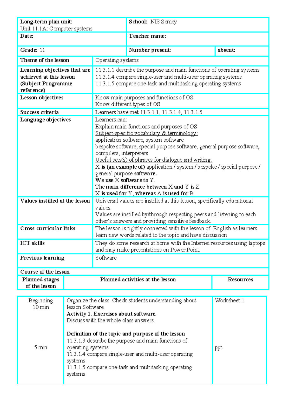 Lesson Plan 11.1A: Understanding Operating Systems and Their Functions ...