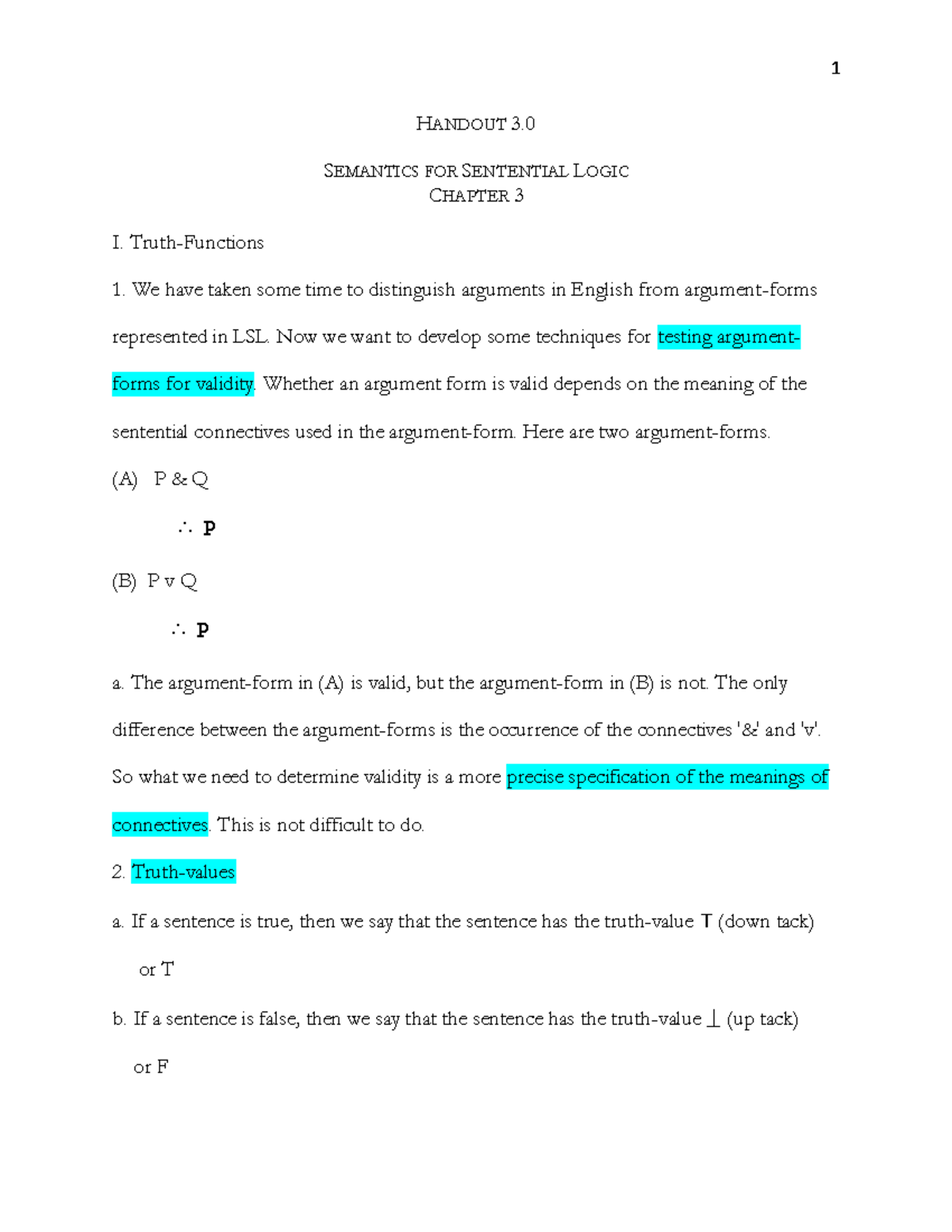 LSL 3.0: Semantics for Sentential Logic - Truth-Functions & Validity ...