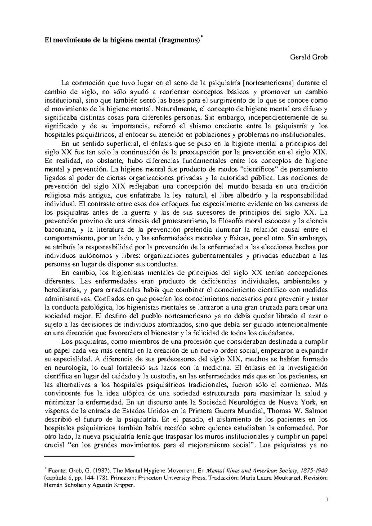 Grob Movimiento Higiene Mental - El movimiento de la higiene mental ...