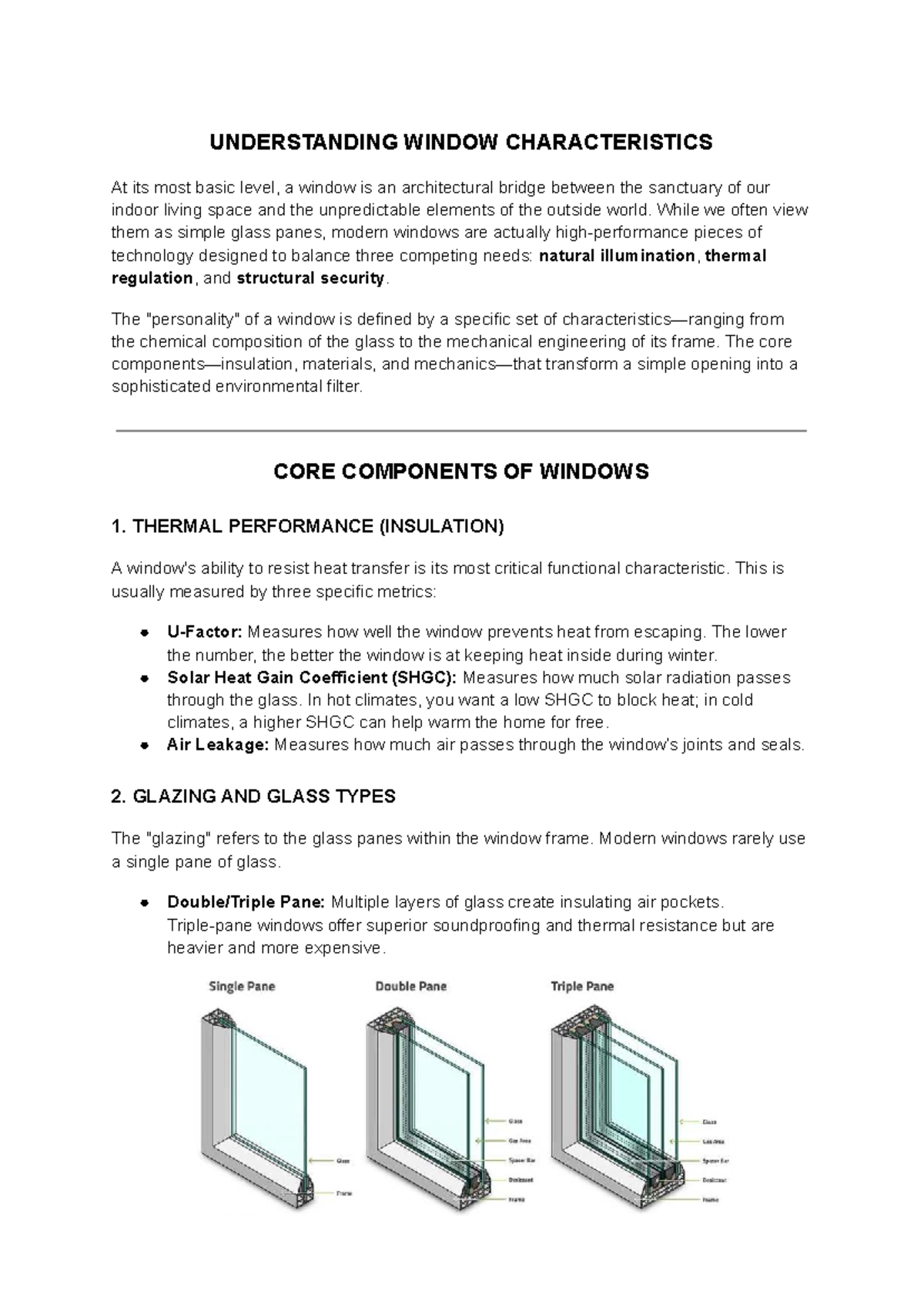 Understanding Window Characteristics in Green Architecture RSW 2 - Studocu