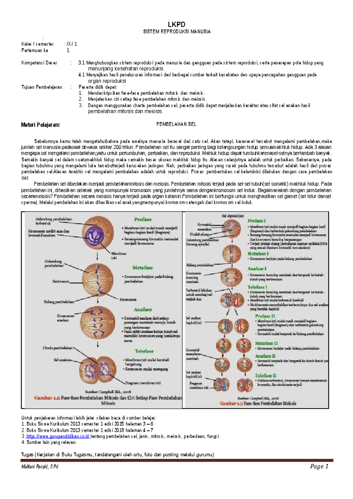 LKPD IPA Kelas IX Semester 1: Sistem Reproduksi Manusia dan Tugasnya - Studocu