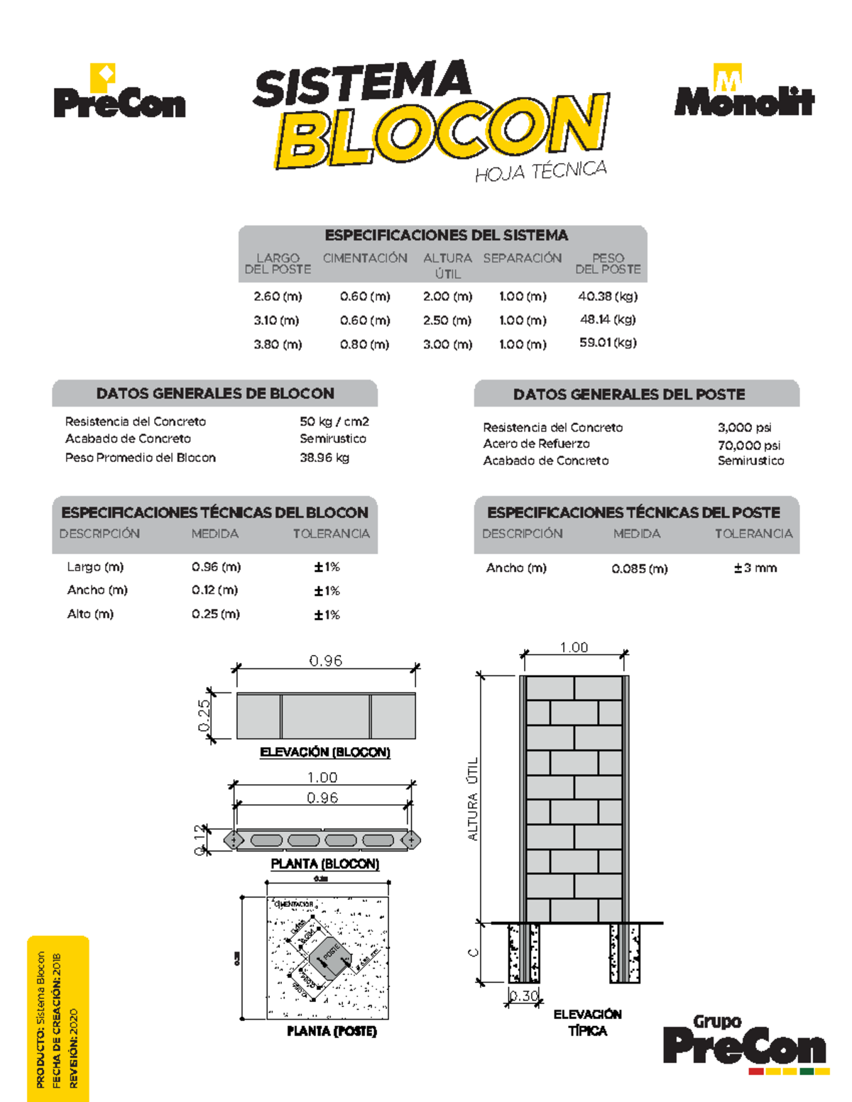 Blocon Pre Con - Especificaciones Técnicas de Muros Prefabricados - Studocu