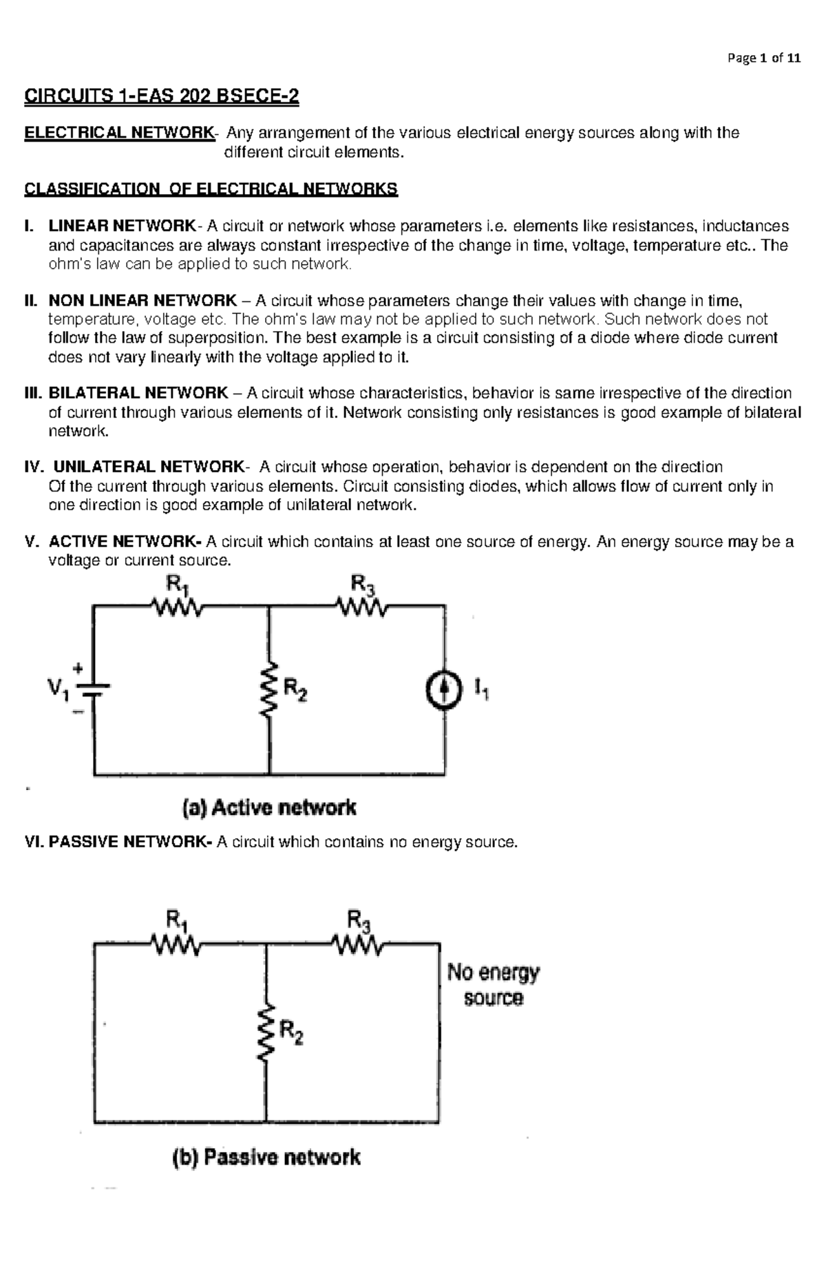 Electrical Networks Overview - EAS 202 Circuits 1 Examples - Studocu