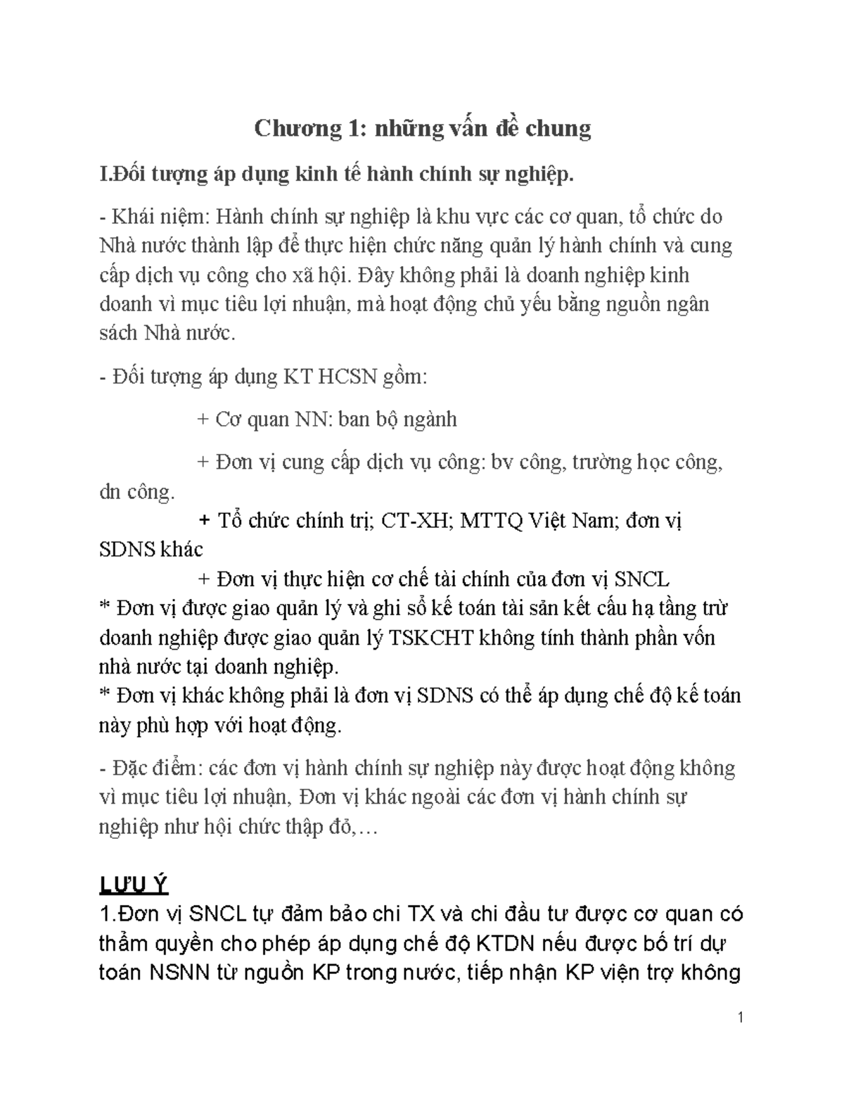 Chương 1: Đối Tượng và Đặc Điểm Kinh Tế Hành Chính Sự Nghiệp (KT HC SN ...