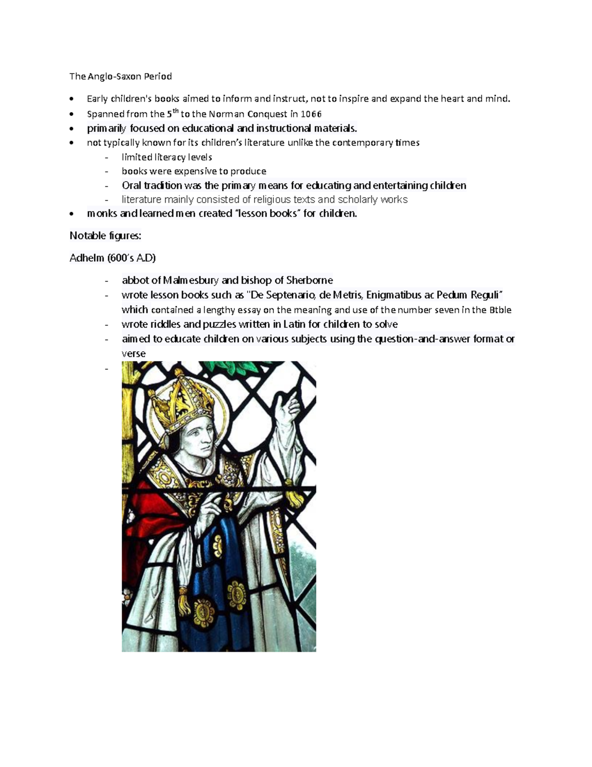 The Anglo-Saxon Period: Educational Literature and Notable Figures ...