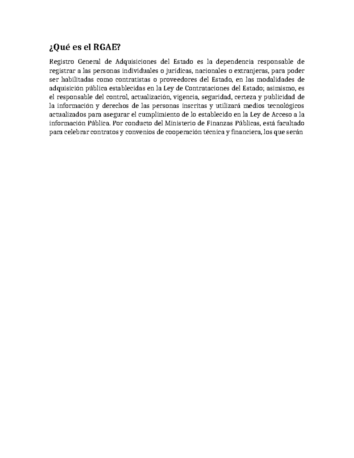 Qué es el RGAE - Registro General de Adquisiciones del Estado - Studocu