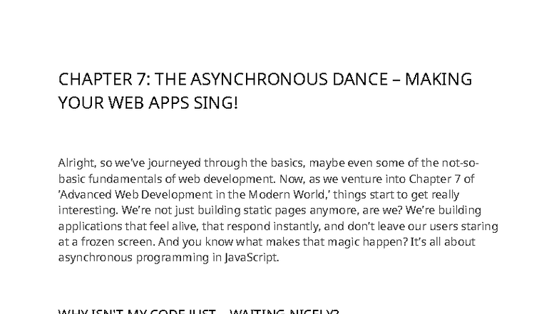 Mastering Modern Web Dev: Chapter 7 - Asynchronous Programming - Studocu
