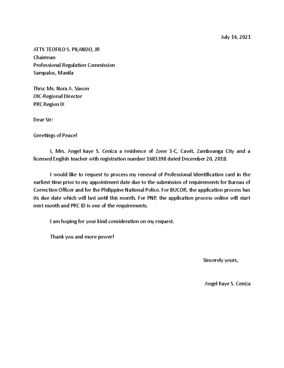 PRC ID Renewal Request - Lecture Notes 12356 - Studocu
