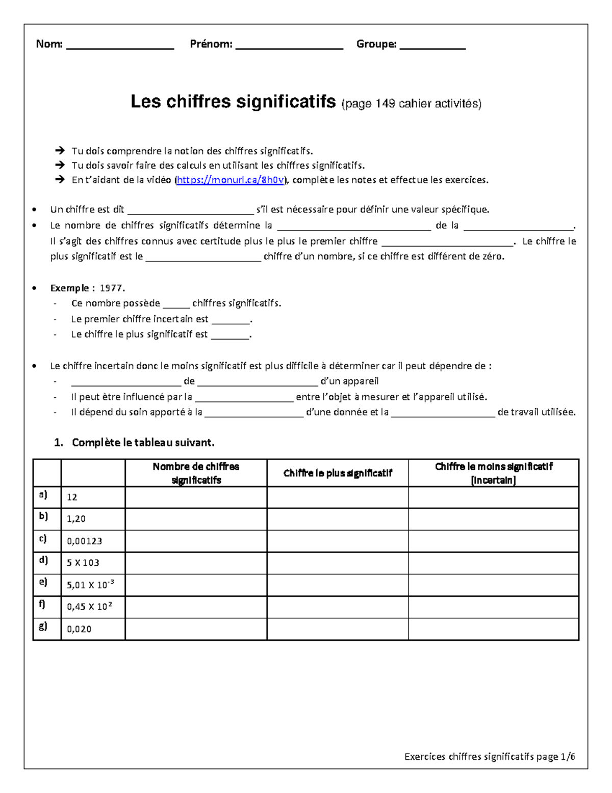 Exercices corrigés sur les chiffres significatifs - Maths 101 - Studocu