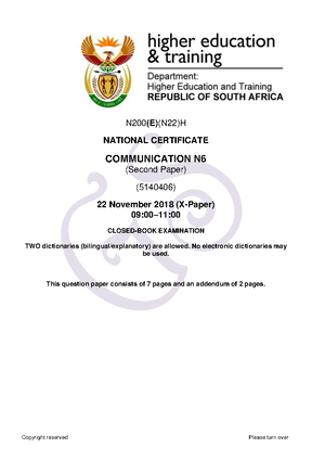 Communication N6: Comprehensive Overview & Evaluation Guide - Studocu