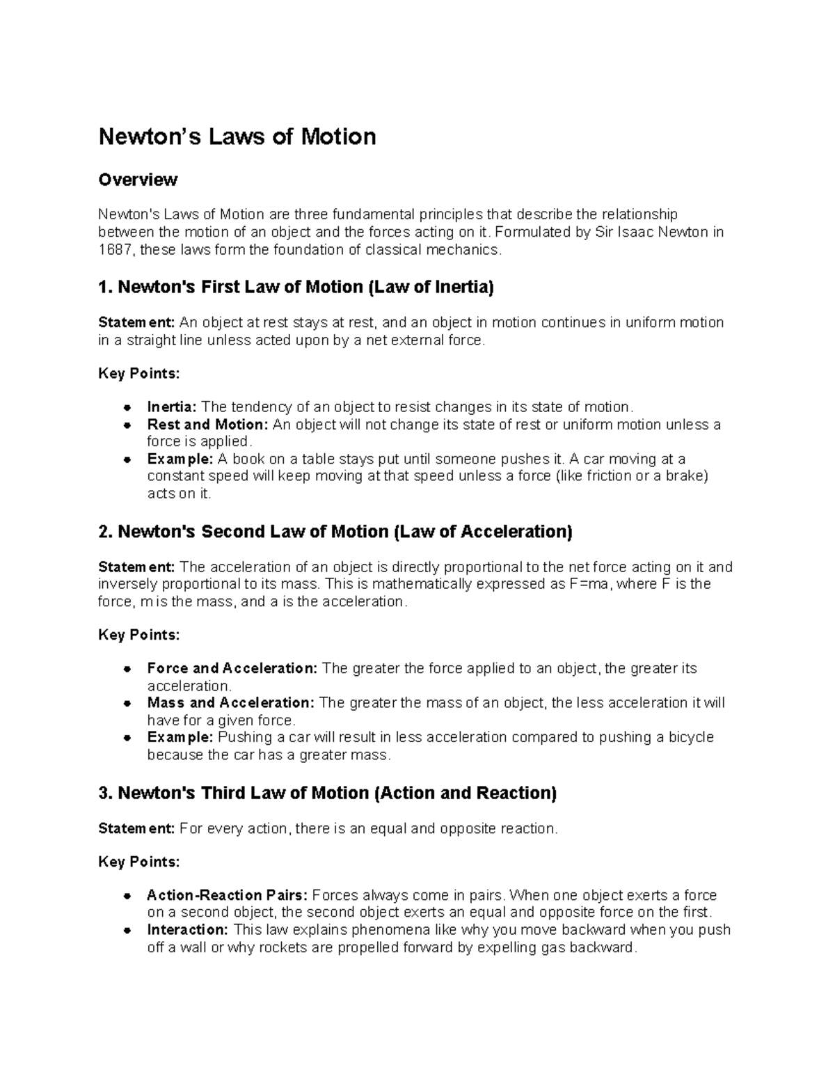 Newton's Laws of Motion: Comprehensive Review Guide for Physics - Studocu