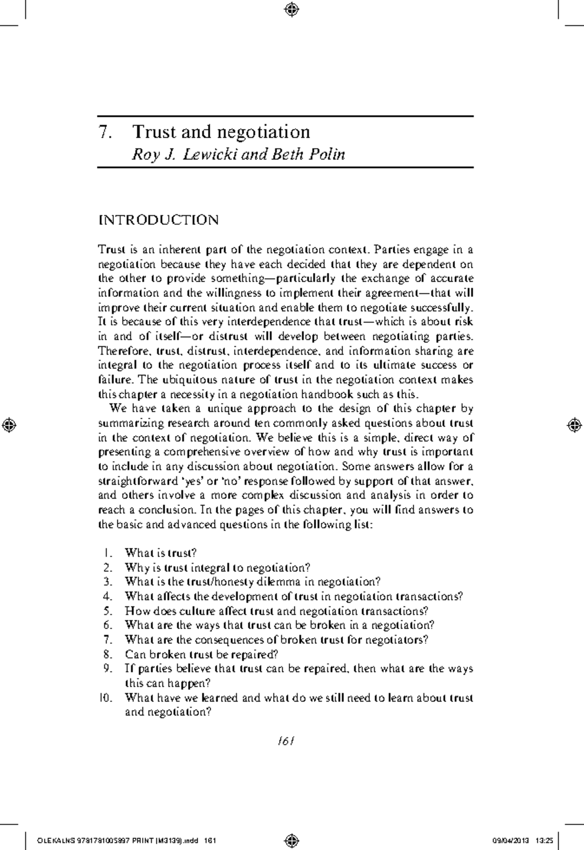 Trust and Negotiation: Insights from Lewicki & Polin (2013) - Studocu