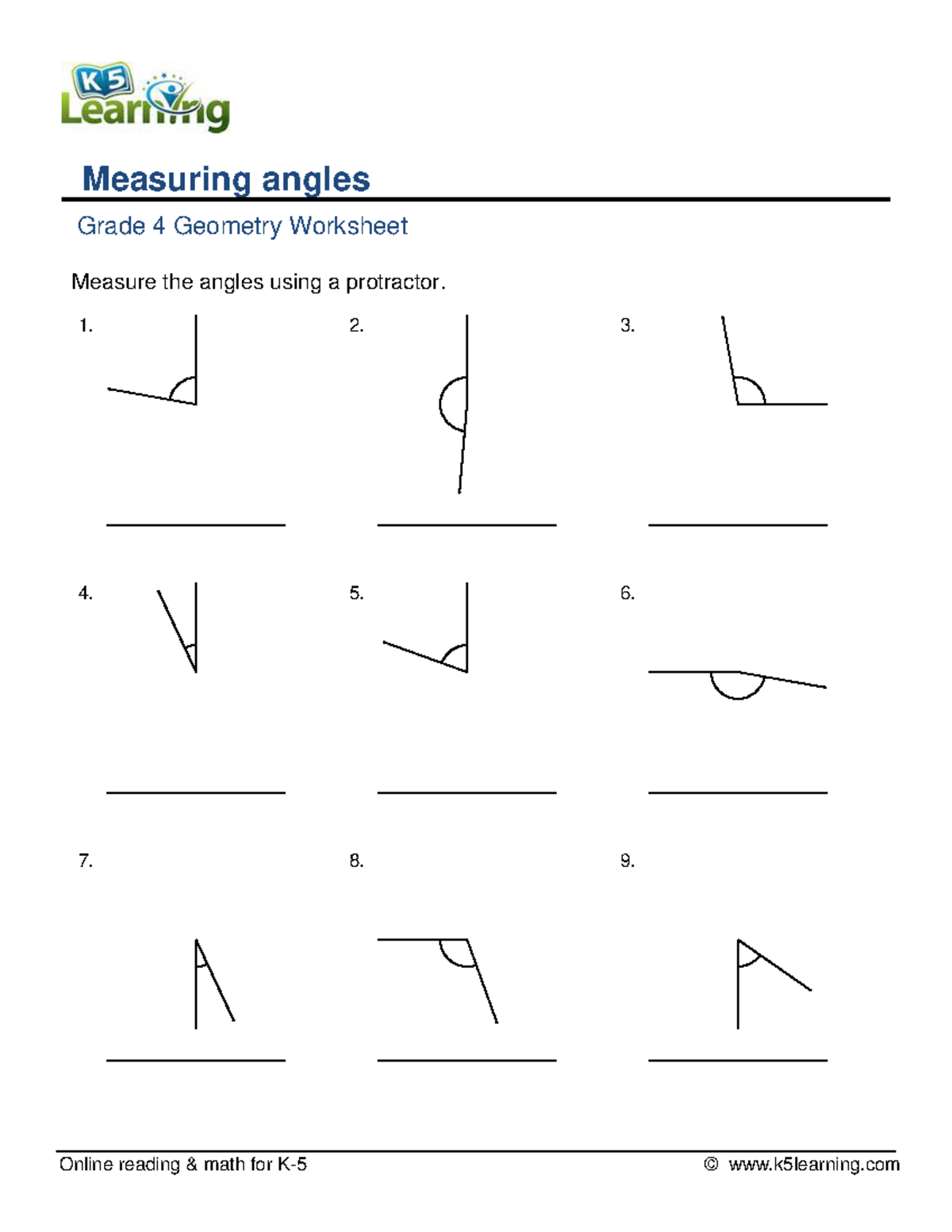 Grade 3 geometry measuring angles a - Online reading & math for K-5 ...