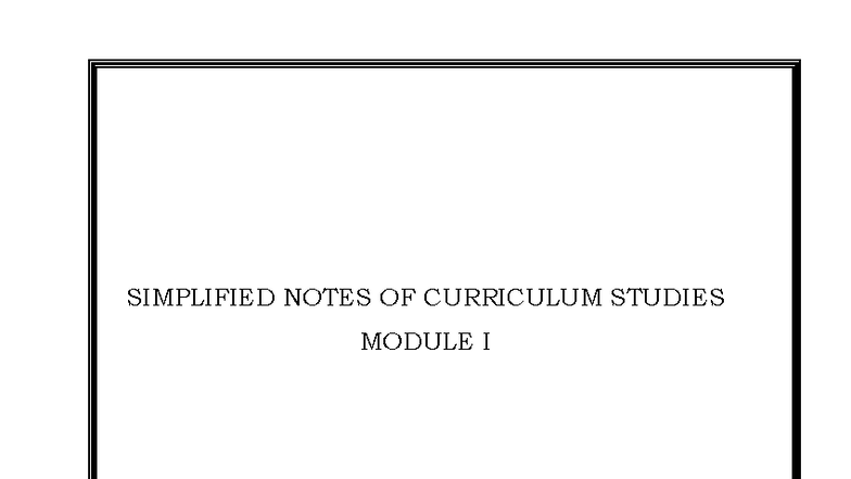 Foundations of Curriculum Studies Notes (CURR 101) - Studocu