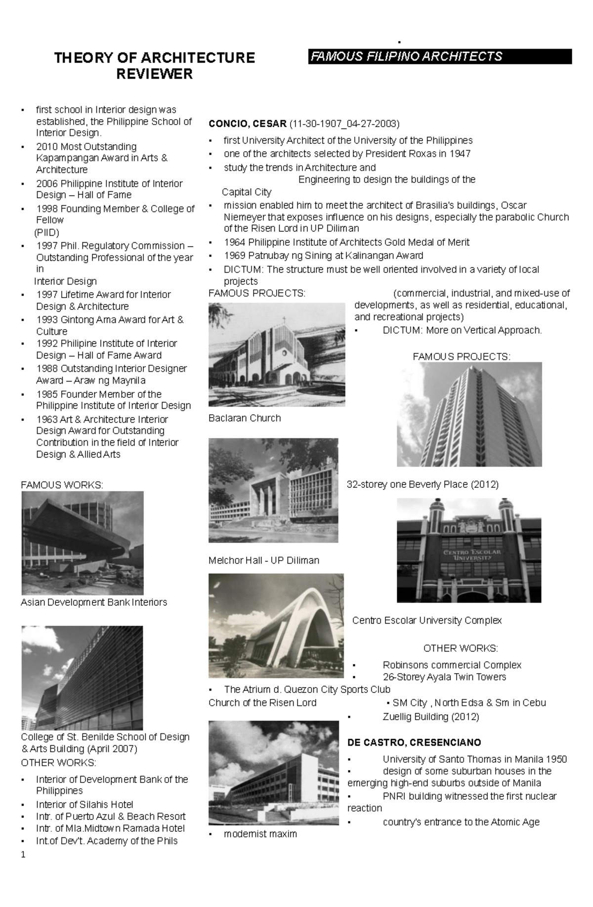 architect in philippines - • 1 THEORY OF ARCHITECTURE REVIEWER FAMOUS ...