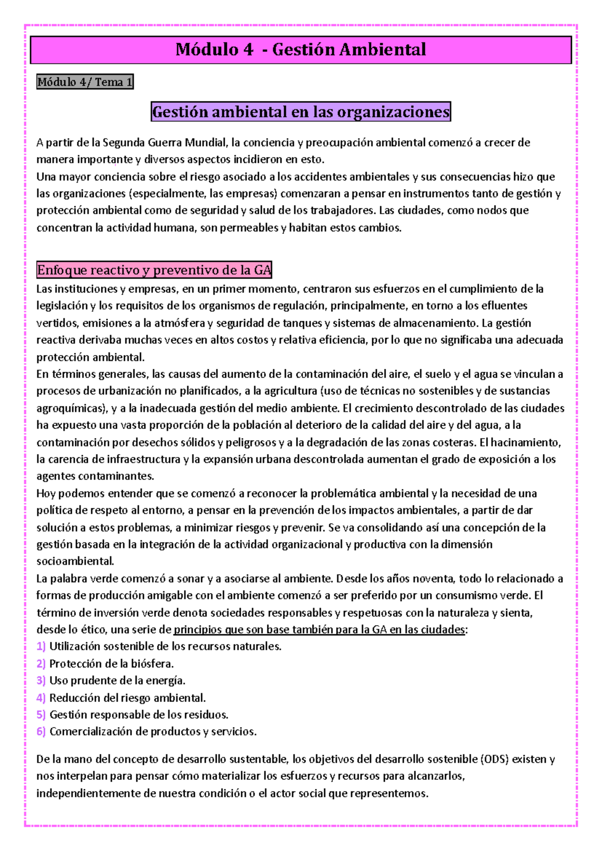 Módulo 4 - Gestion Ambiental - Módulo 4 - Gestión Ambiental Módulo 4/ Tema 1 Gestión ambiental ...
