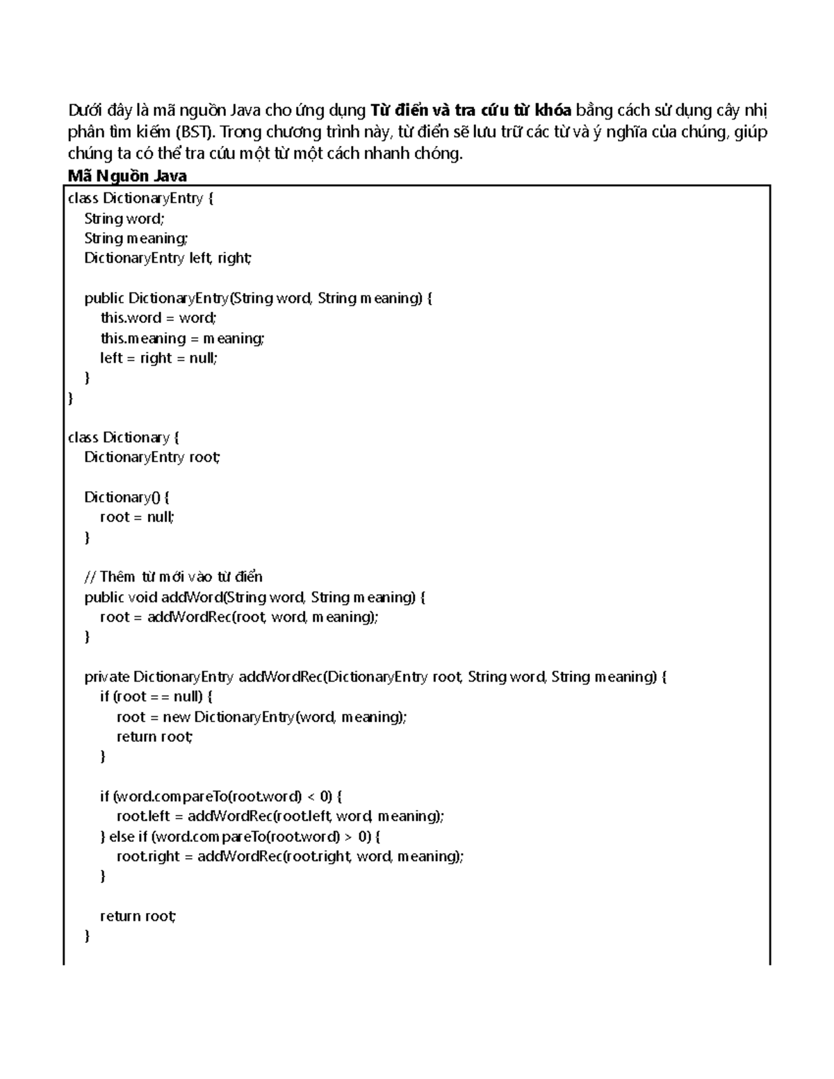 Ung Dung Cay BST - Cấu trúc dữ liệu và giải thuật - Dưới đây là mã ...