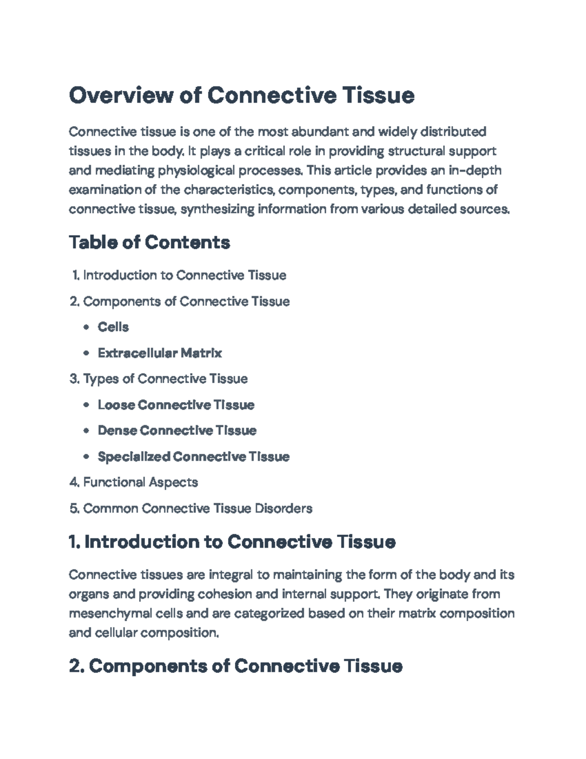 Overview of Connective Tissue: Characteristics, Types, and Disorders ...