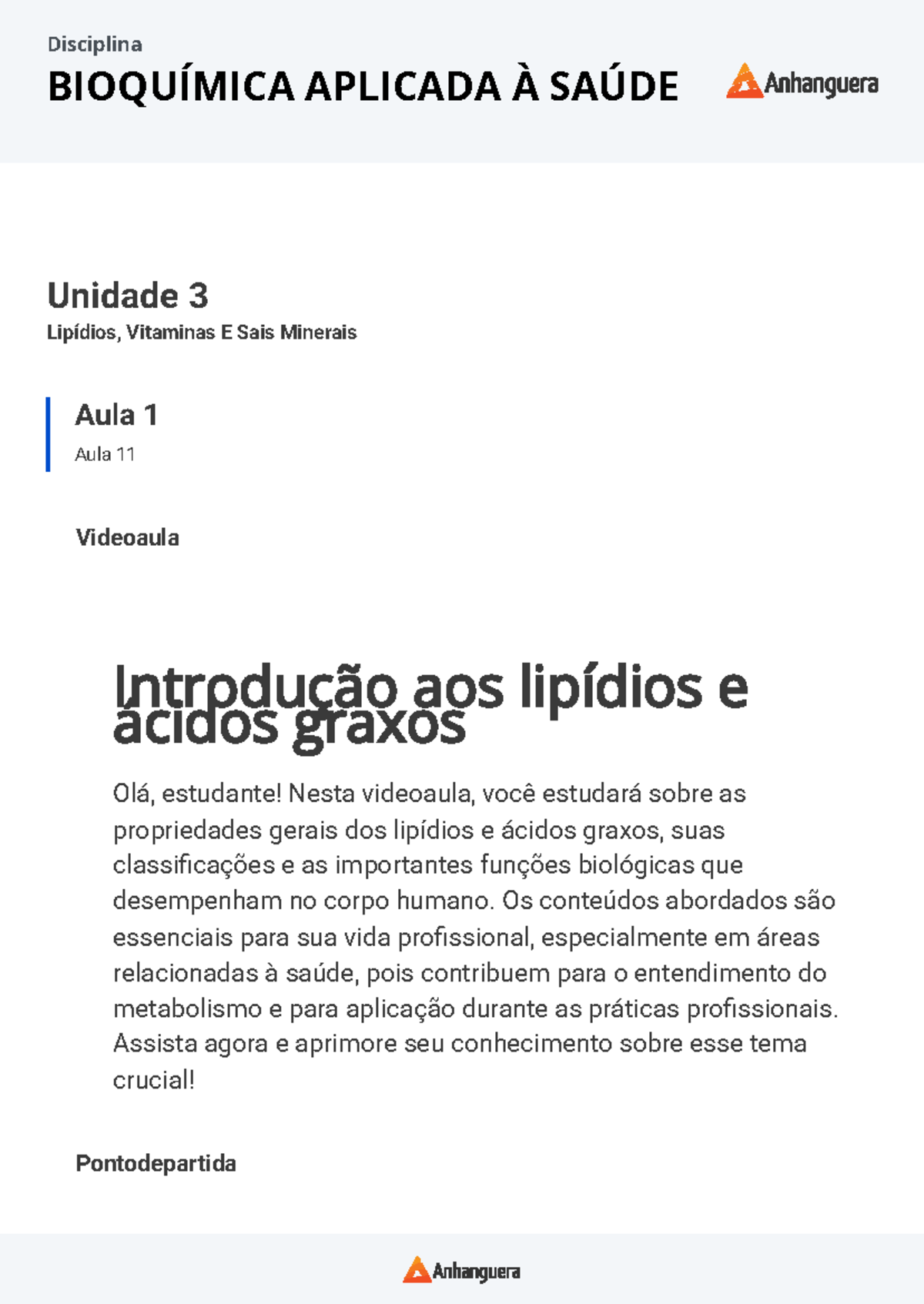 BIOQUÍMICA APLICADA À SAÚDE: Lipídios e Funções Biológicas - Aula 1 ...