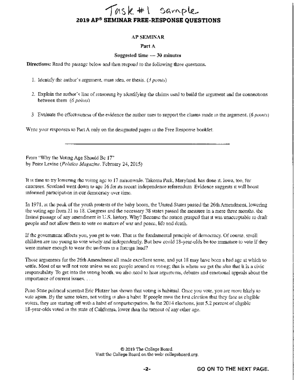 AP SEMINAR 2019: Sample Rubric and Exam Scoring Guidelines - Studocu