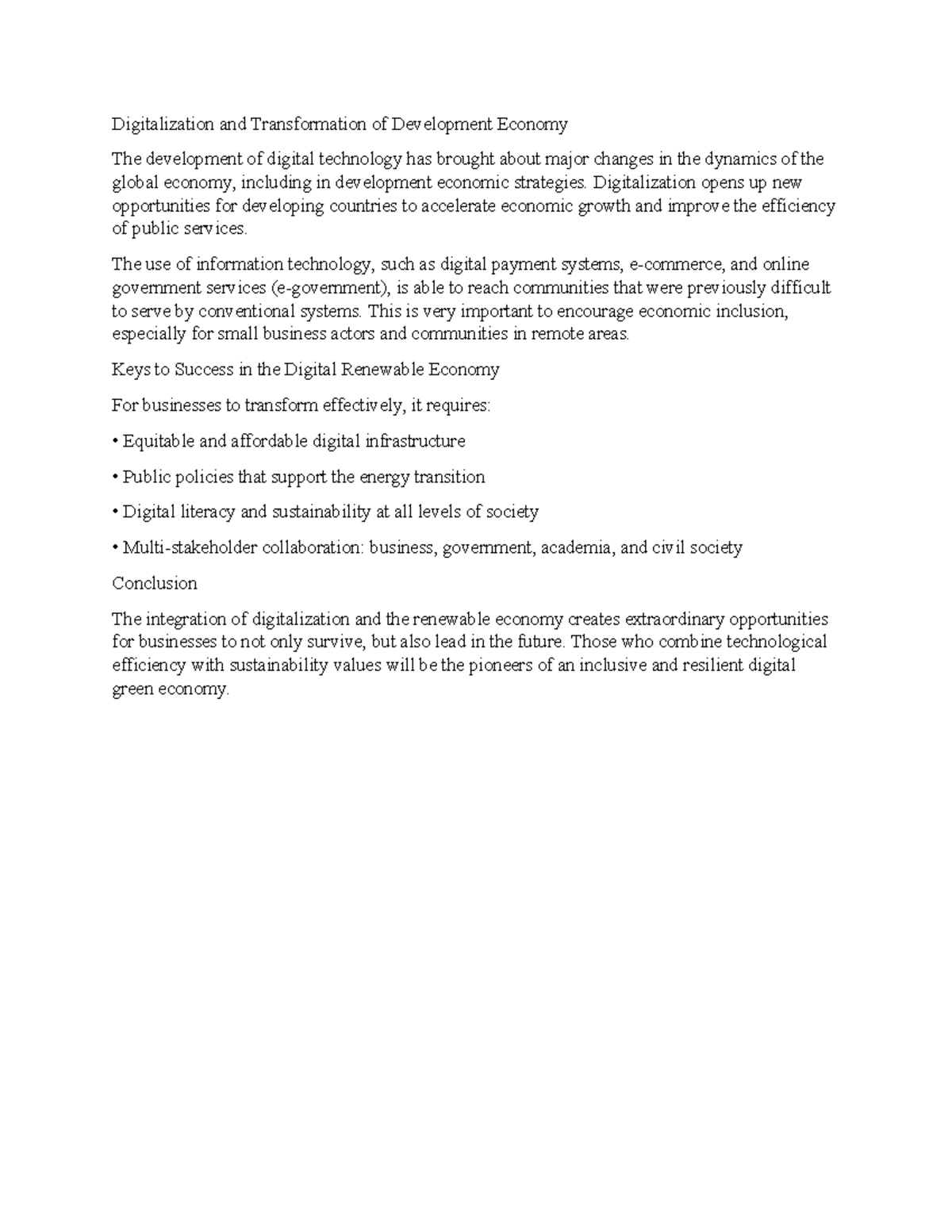 Digitalization & Transformation in Development Economy: Key Insights ...