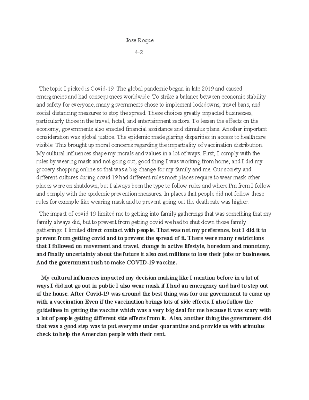 4-2 Short Paper: Covid-19 Analysis and Cultural Reflection - Studocu