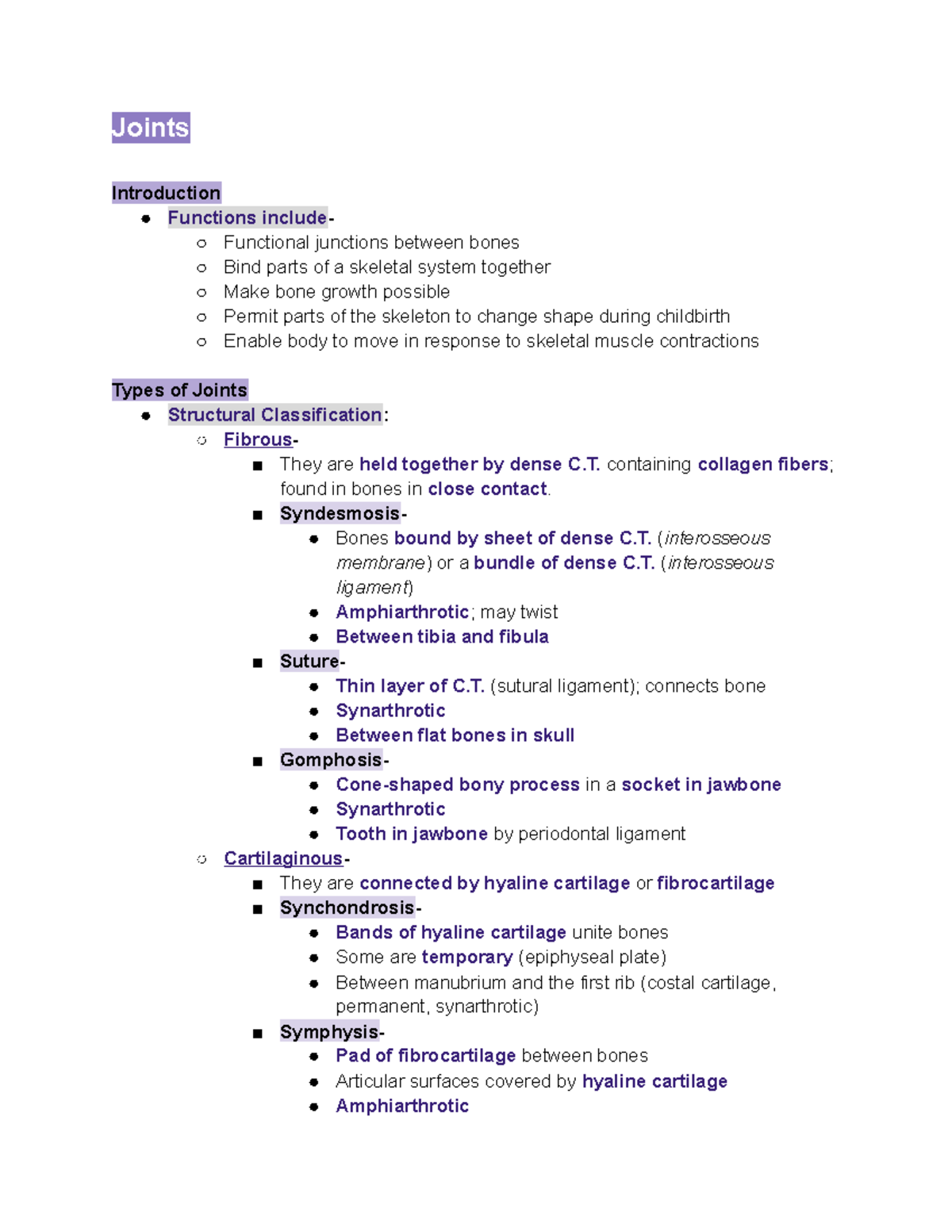 The Body's Joints - Joints Introduction Functions include- Functional ...