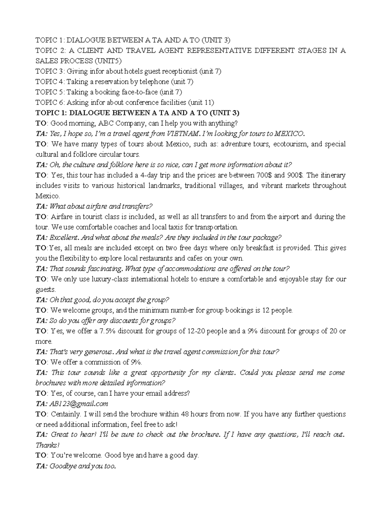 DIALOGUES AND RESERVATIONS IN TADL: EXPERT INSIGHTS AND PRACTICES - Studocu