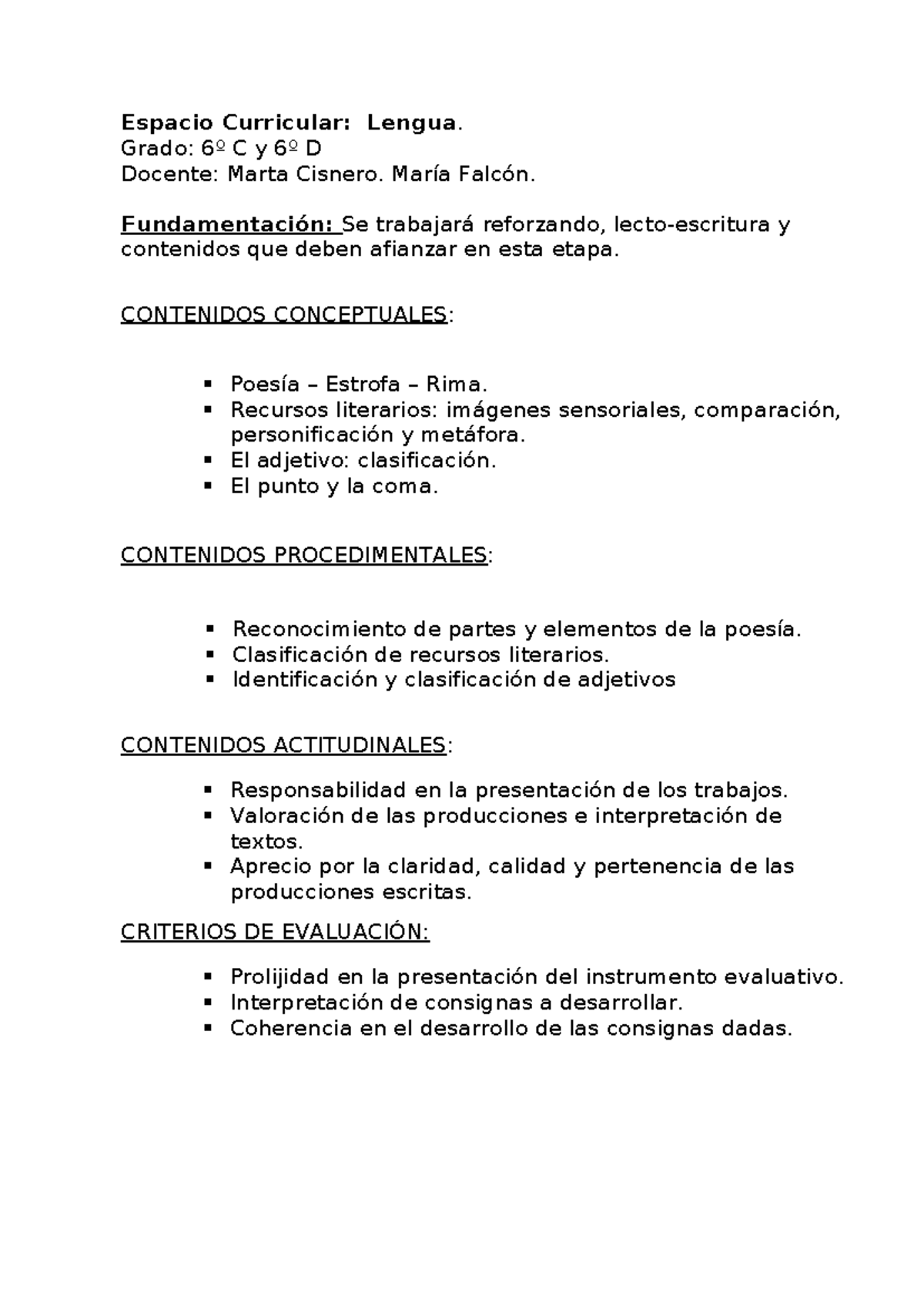 3ERA Propuesta de Lengua: Poesía y Recursos Literarios para 6º C y D ...