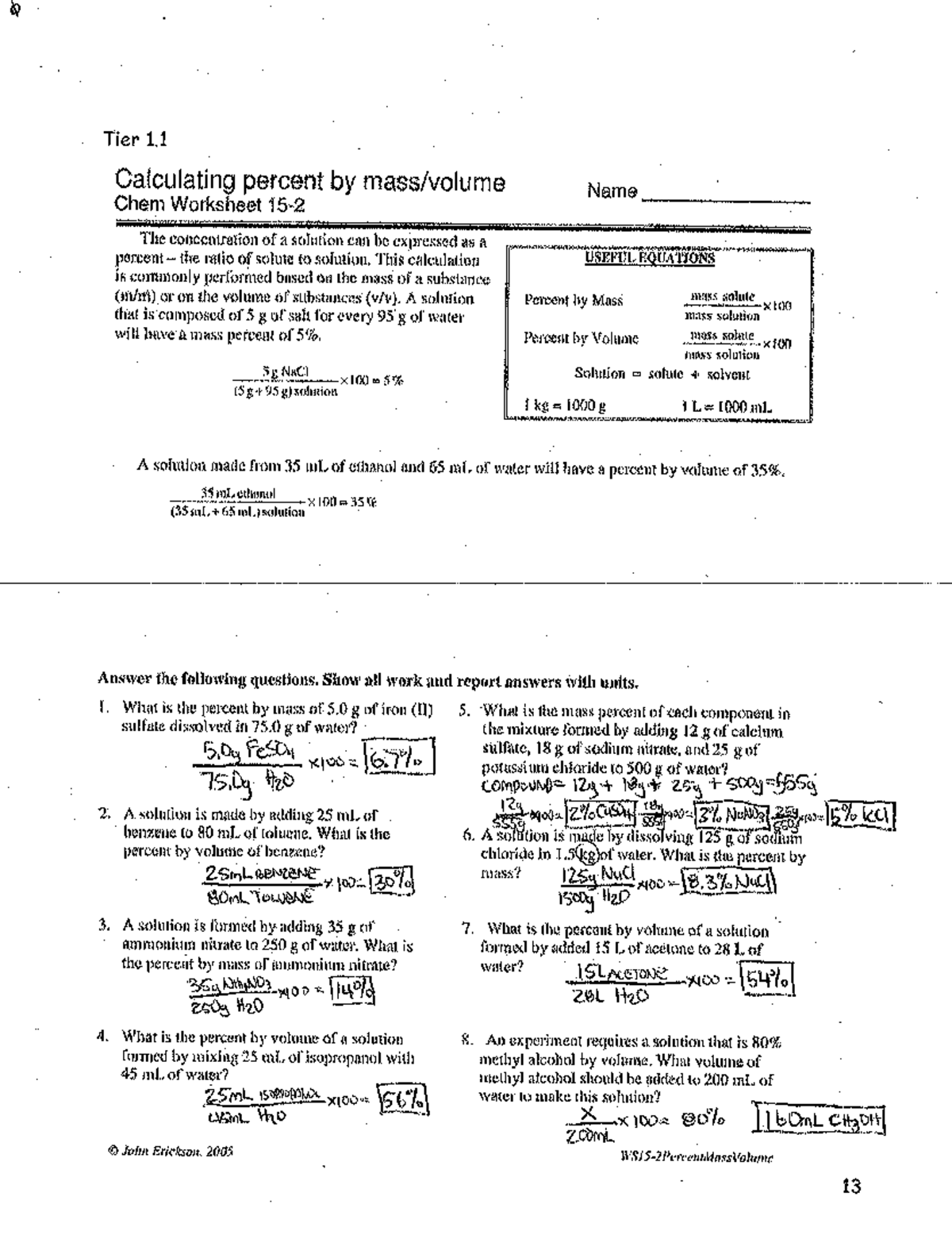 Percent by Mass KEY - n/a - Studocu