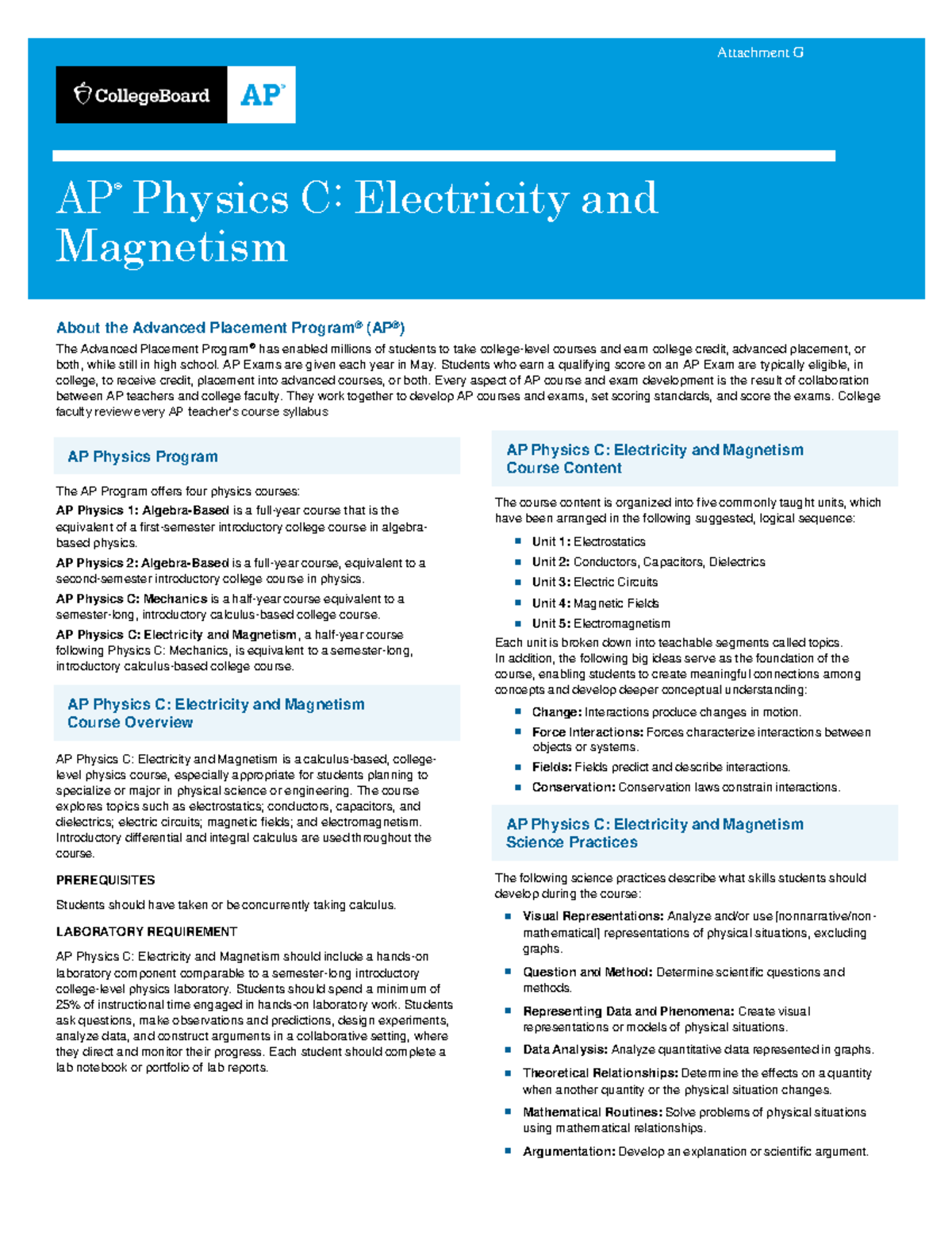 AP Physics C: E&M - Course Overview and Science Practices - Studocu