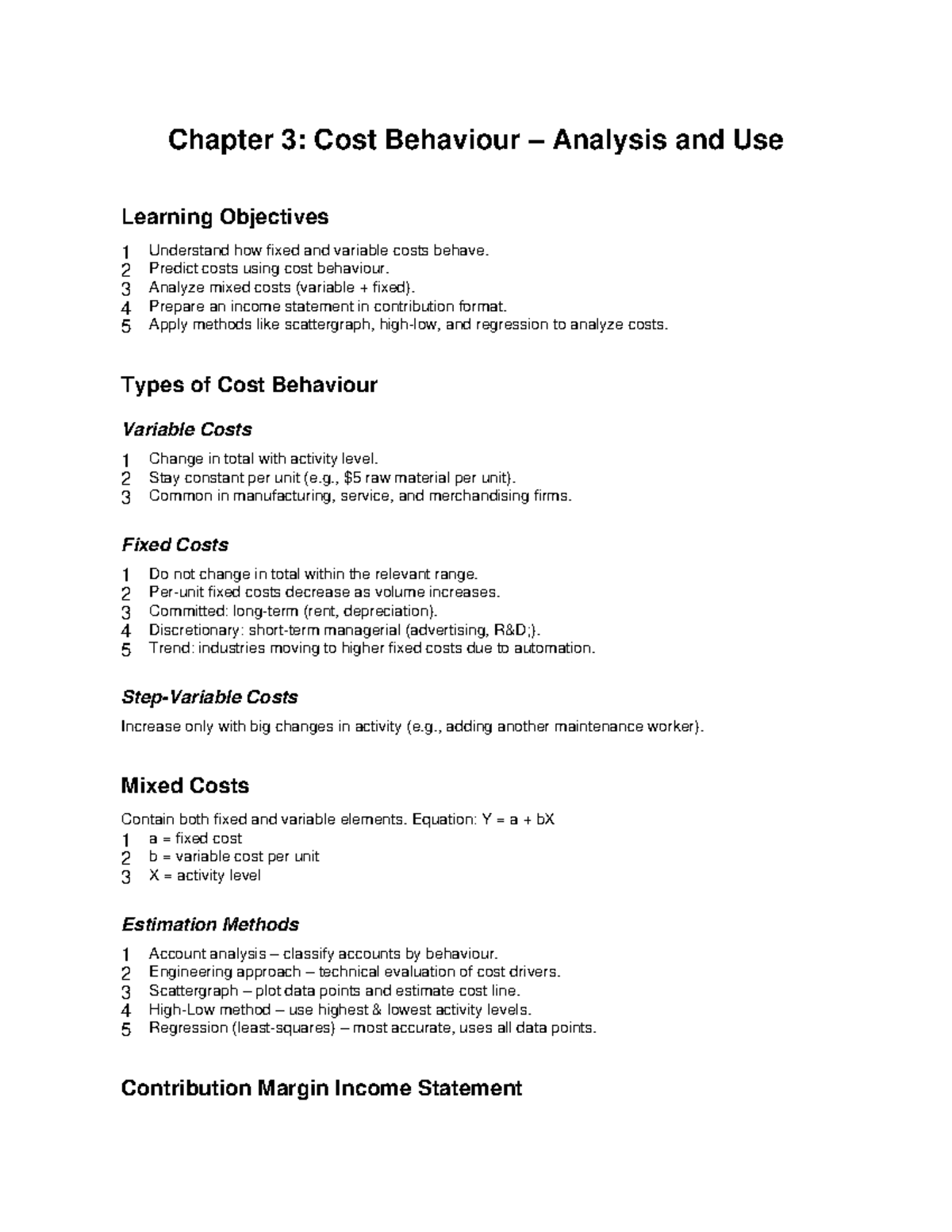 Chapter 3: Cost Behaviour Analysis Notes (Costing 101) - Studocu