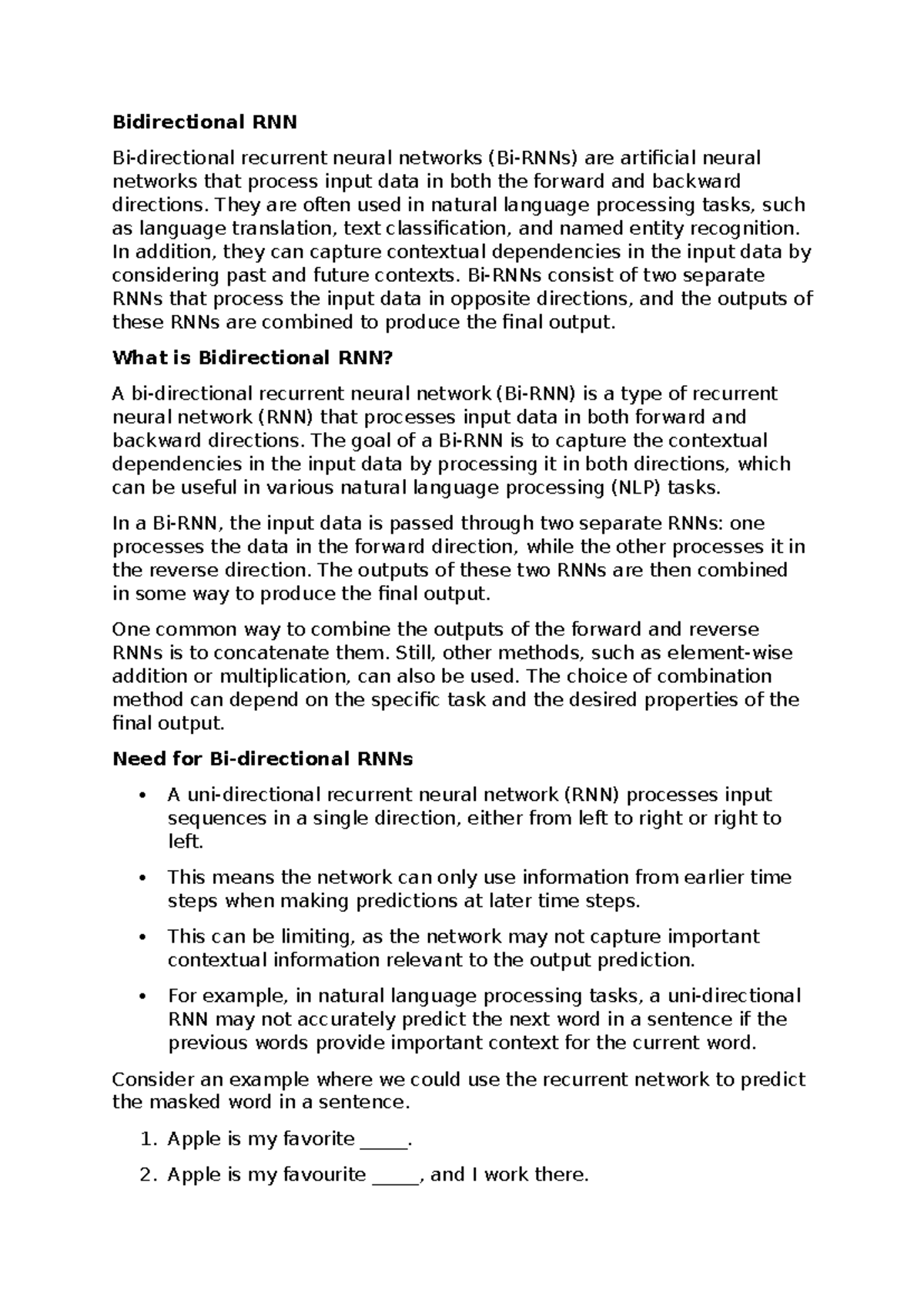 Bidirectional RNNs: Understanding Structure & Function in NLP Tasks ...