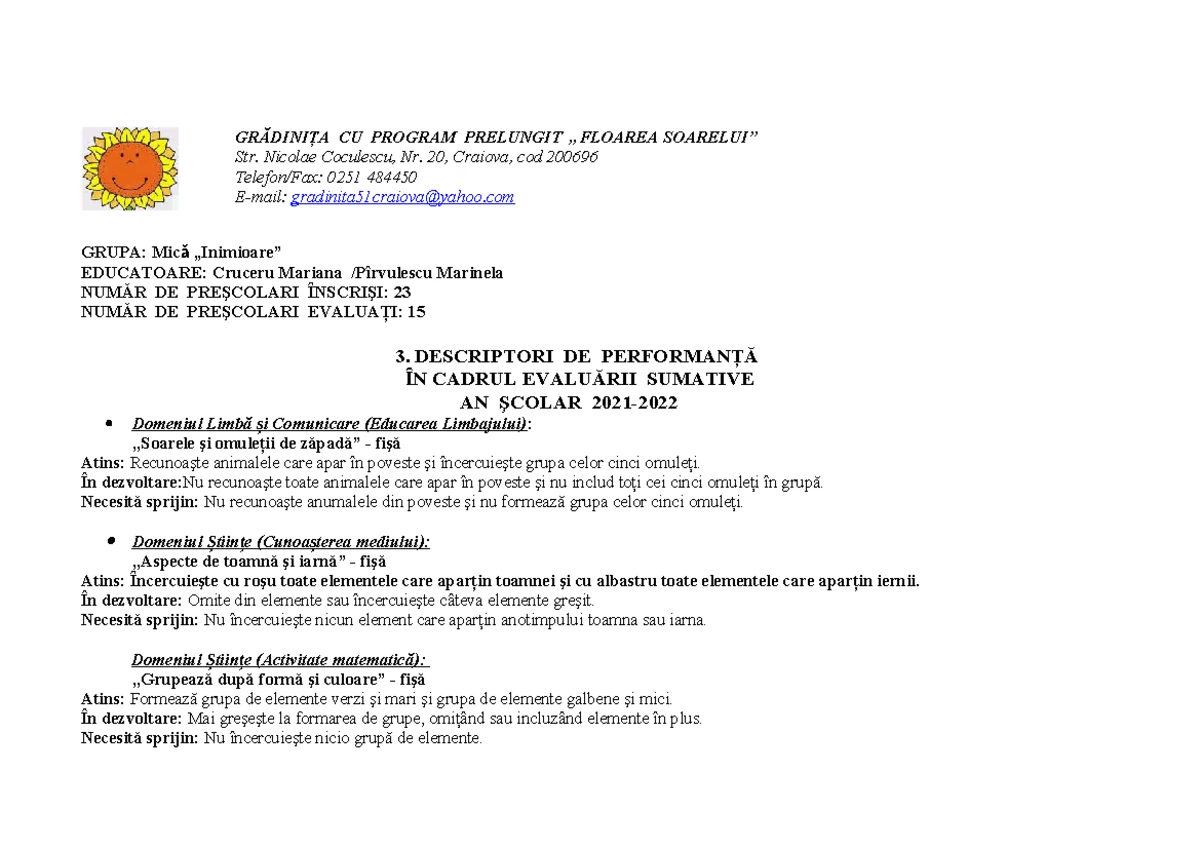 Proiect tematic Bogatiile Toamnei - Gradinita cu Program Normal ...