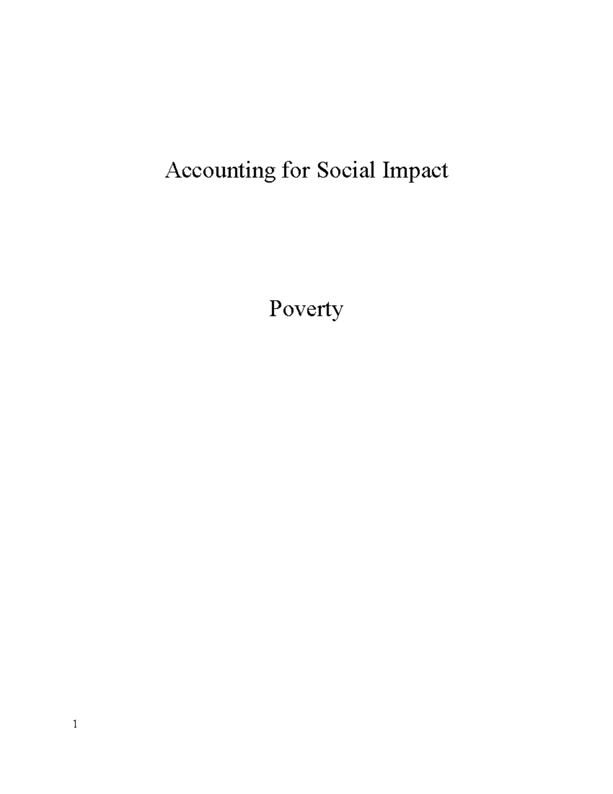 Accounting for Social Impact: Poverty Analysis Essay S1 - Studocu