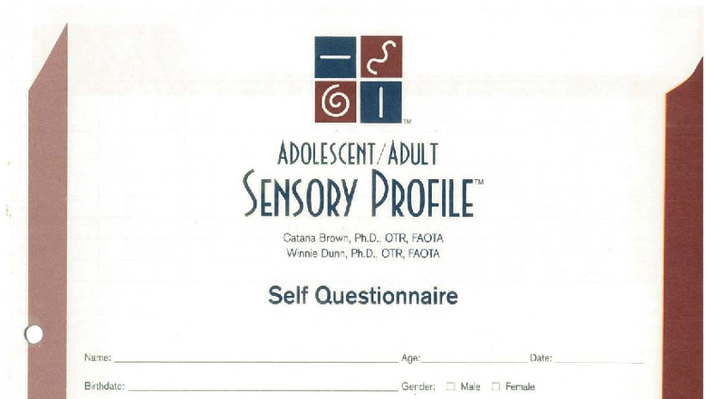 TM Adult Sensory Profile Self Questionnaire Analysis - Studocu