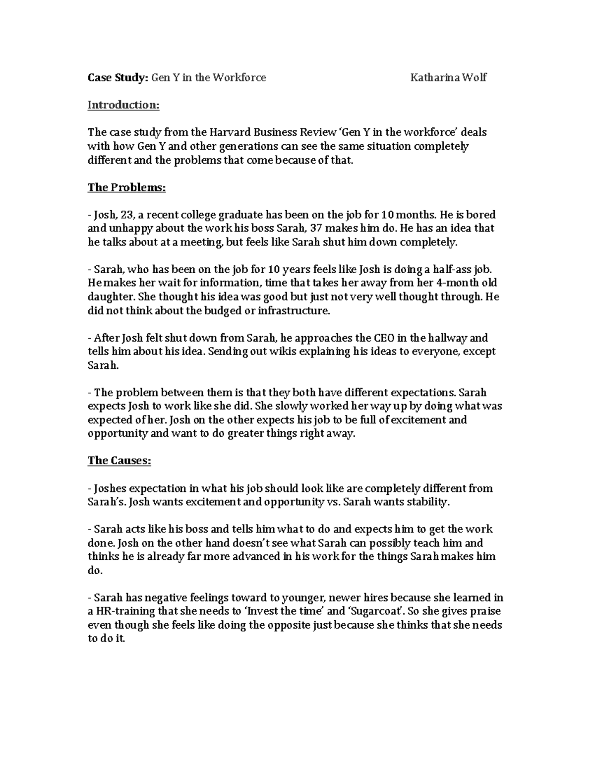 Case Study: Understanding Gen Y’s Dynamics in the Workforce - Studocu